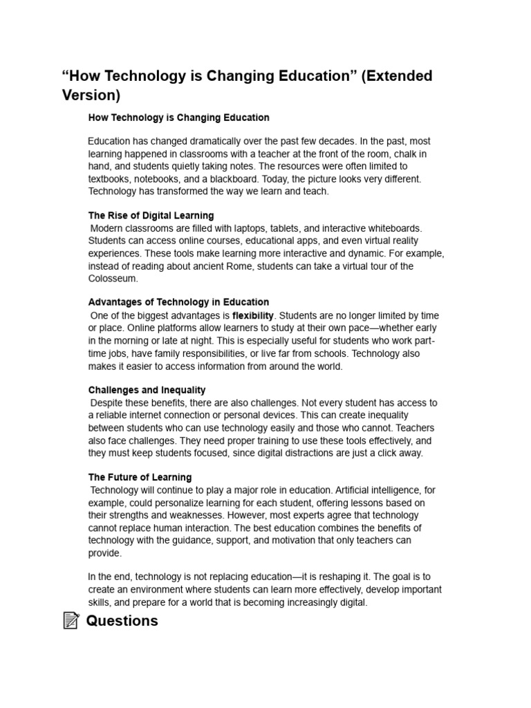 "How Technology Is Changing Education" (Extended Version) | PDF ...