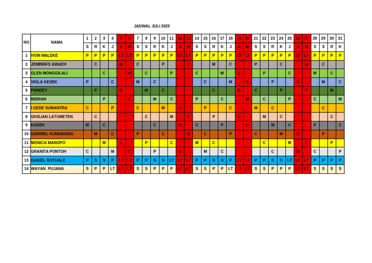 Jadwal Ok Juli 2025 Fix | PDF