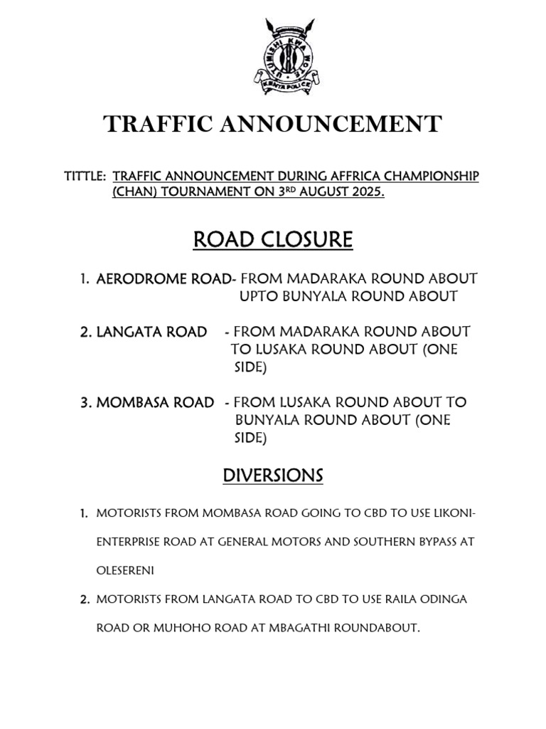 Traffic Announcement (Chan Tournament) | PDF