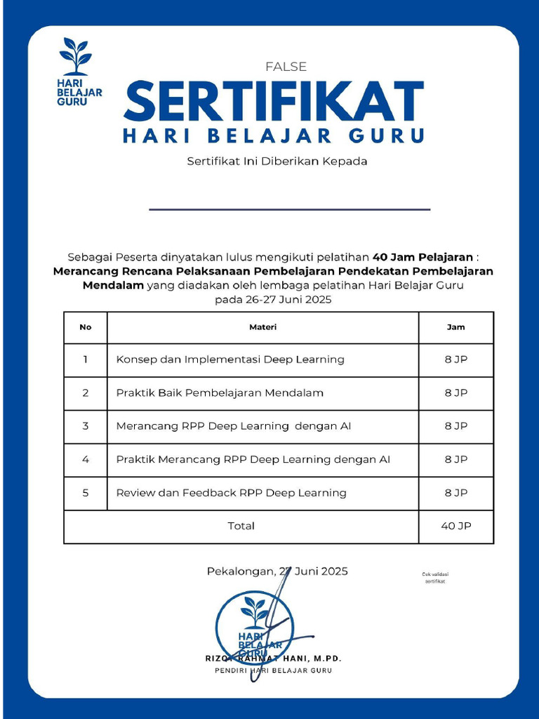 Sertifikat Pembelajaran Mendalam | PDF