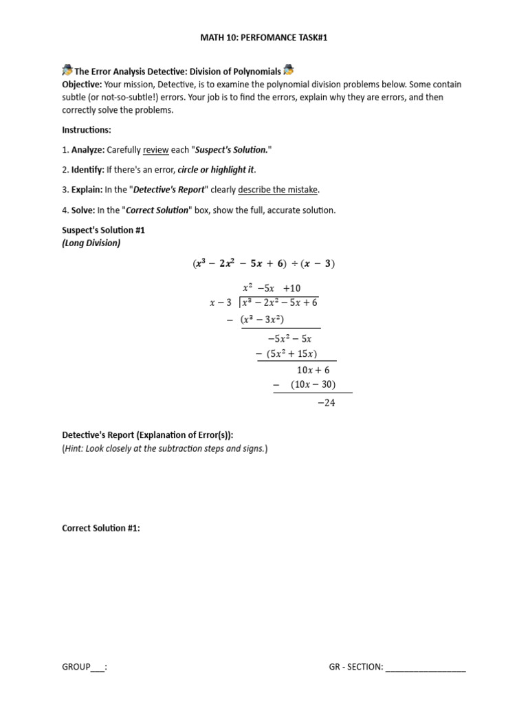 Polynomial Division Error Analysis | PDF