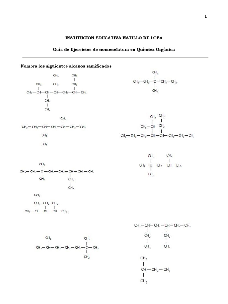 Ejercicios Alcanos Ramificados | PDF