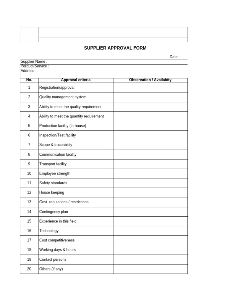 18.5 Supplier Approval | PDF