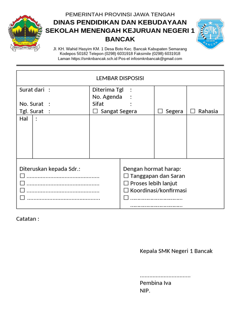 Contoh Surat Disposisi Sekolah | PDF