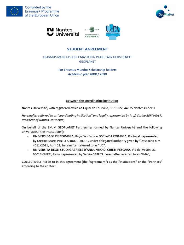 Erasmus Mundus Student Agreement | PDF | Academic Degree | Thesis