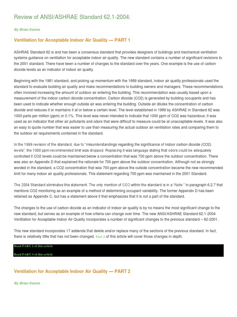 ASHRAE Standard 62.1-2004 Review: Significant Changes to Ventilation ...