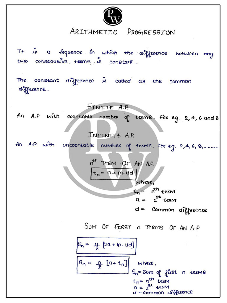 Arithmetic Progression Watermarked | PDF