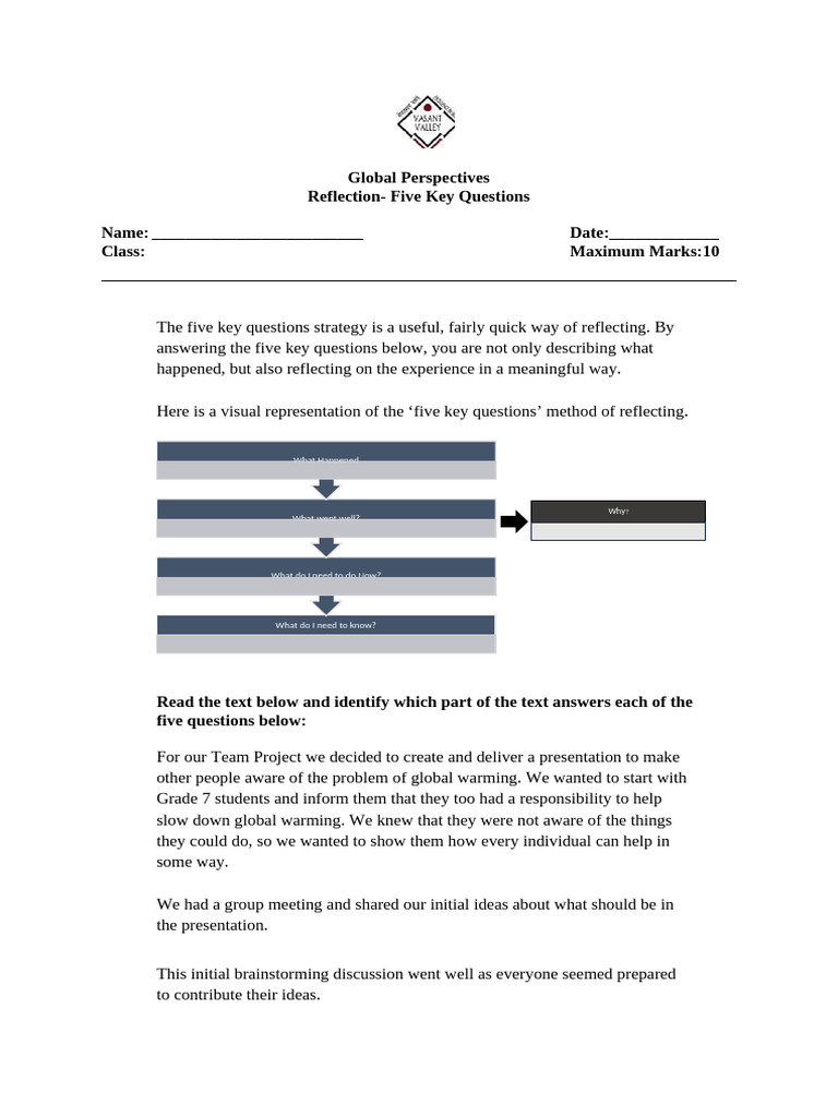 Reflection - Five Key Questions 5 | PDF