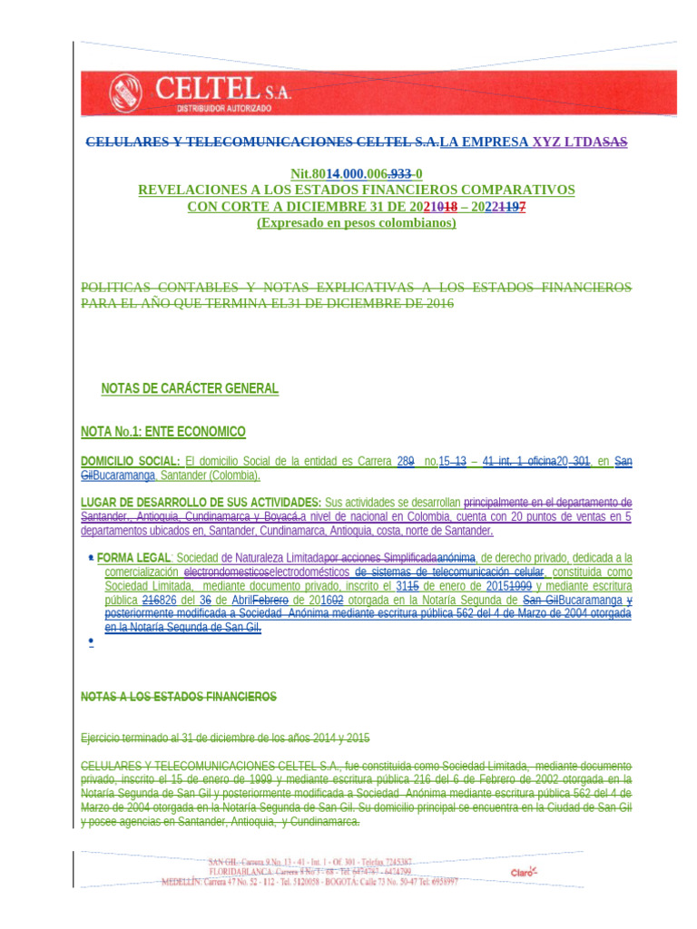 Políticas Contables de CELTEL S.A. | PDF | normas internacionales de ...
