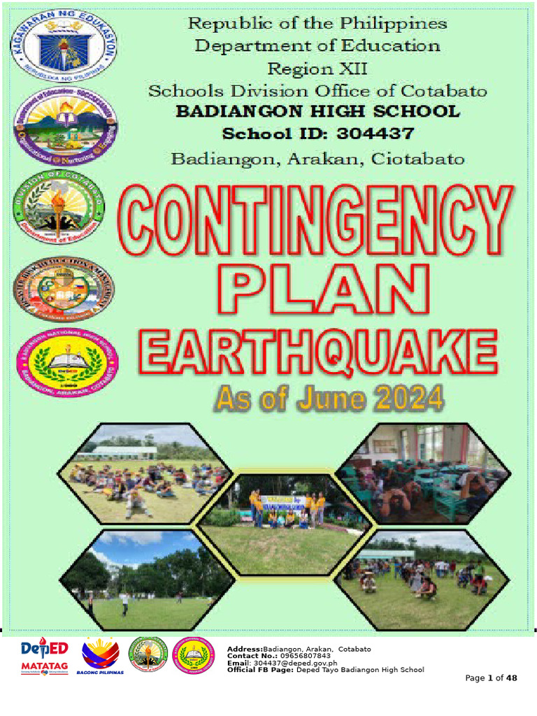 Badiangon Hs Contingency Plan For Earthquake | PDF | Earthquakes ...