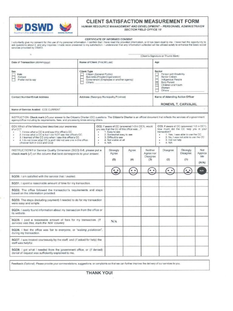 Client Satisfaction Measurement Form | PDF
