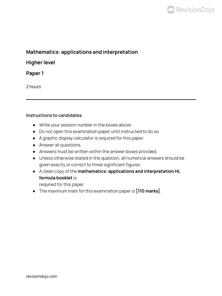 Math HL Paper 1 Exam Instructions | PDF | Eigenvalues And Eigenvectors ...