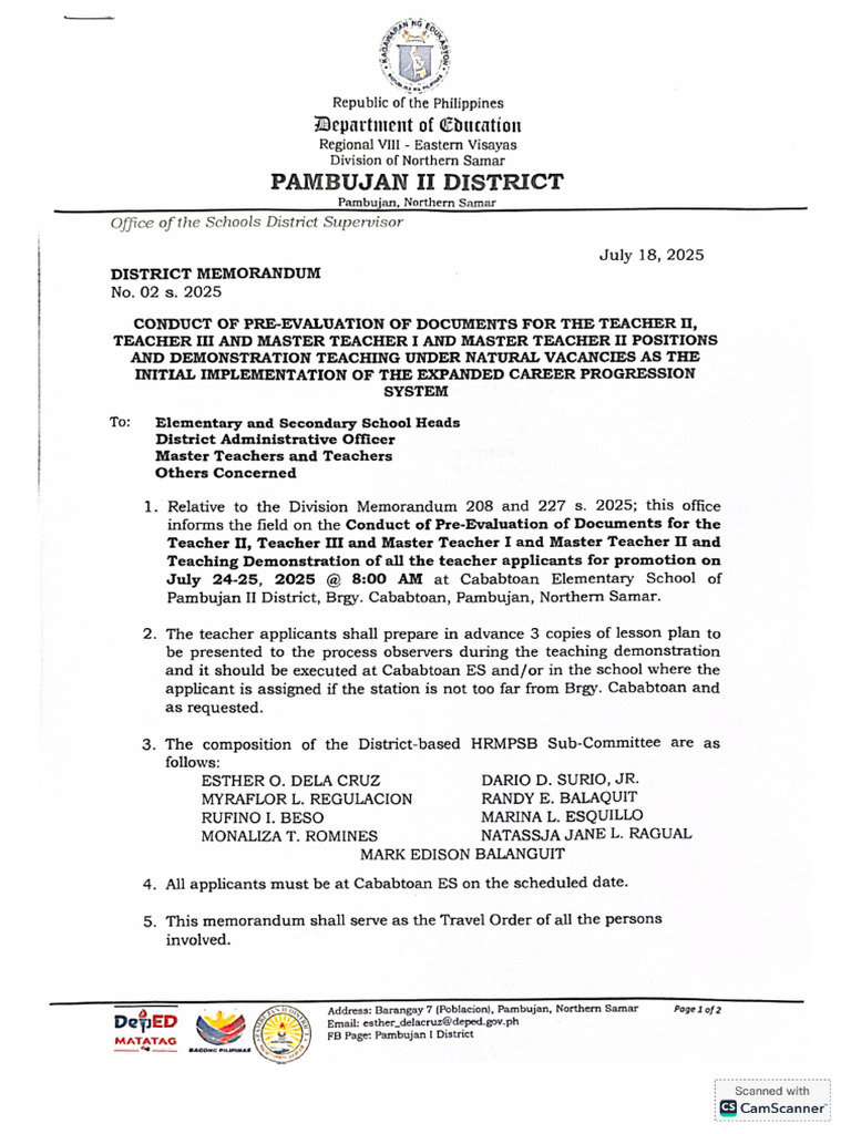 District Memorandum No. 02 S. 2025 | PDF