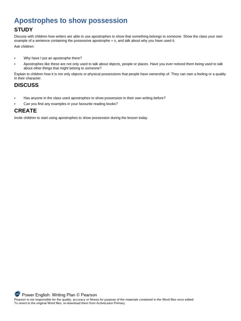 Using Apostrophes for Possession | PDF