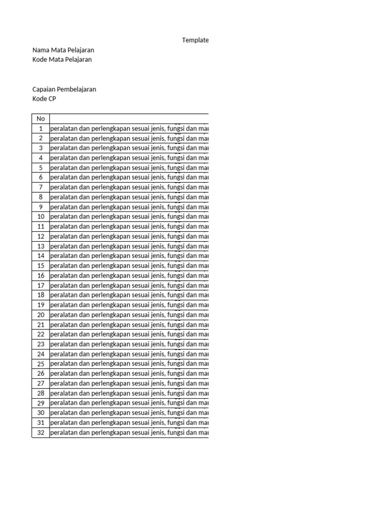 Template Tujuan Pembelajaran E | PDF