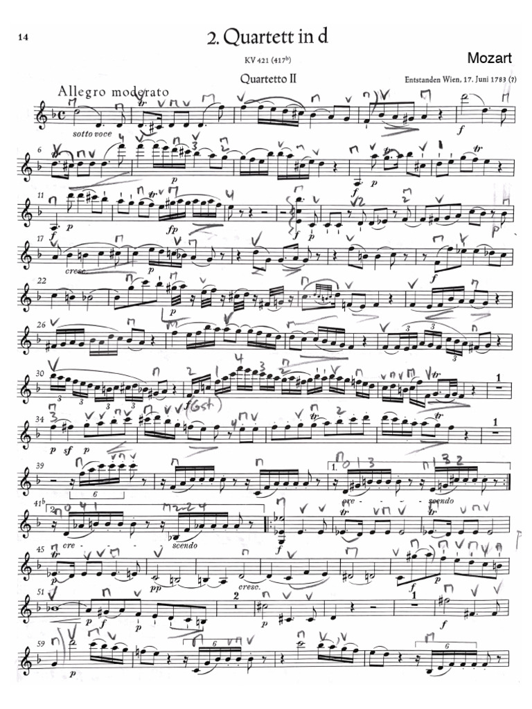 Mozart QuartetK421(Mvt1) Violin1 | PDF