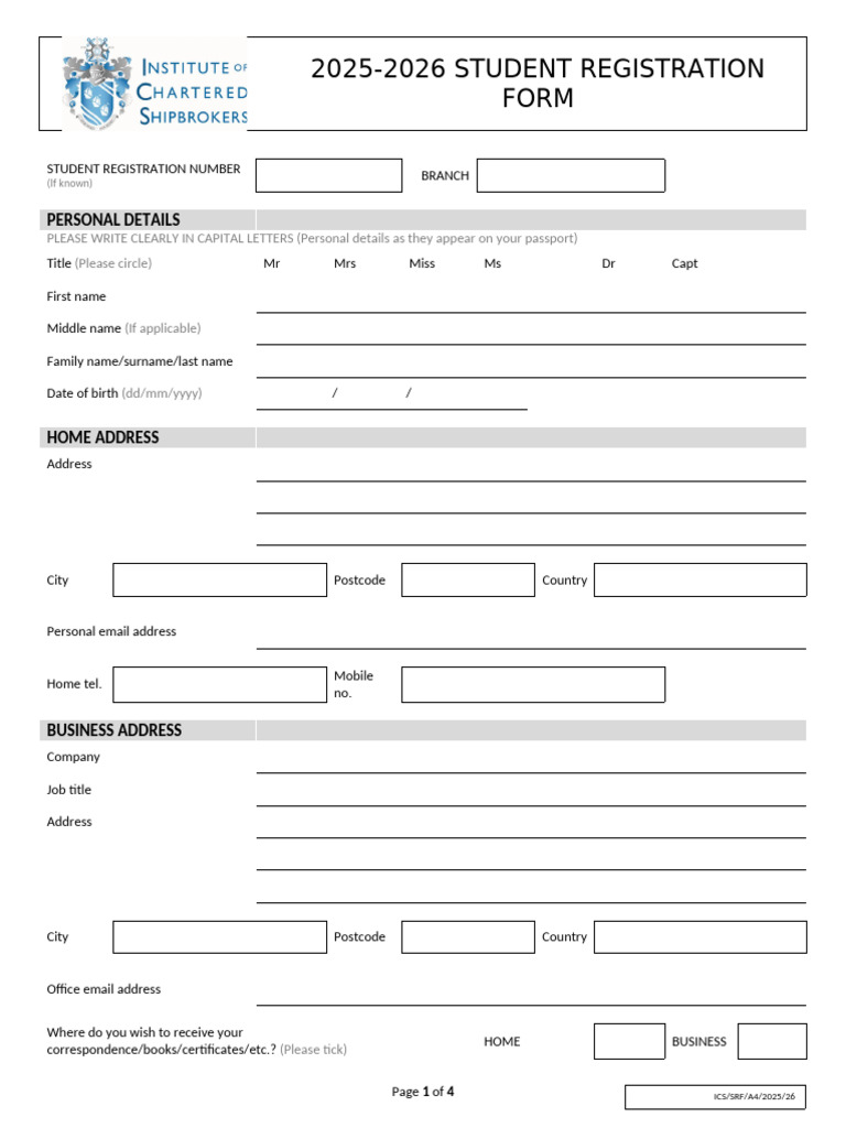 2025-2026 ICS Student Registration Form | PDF | Freight Transport | Ships