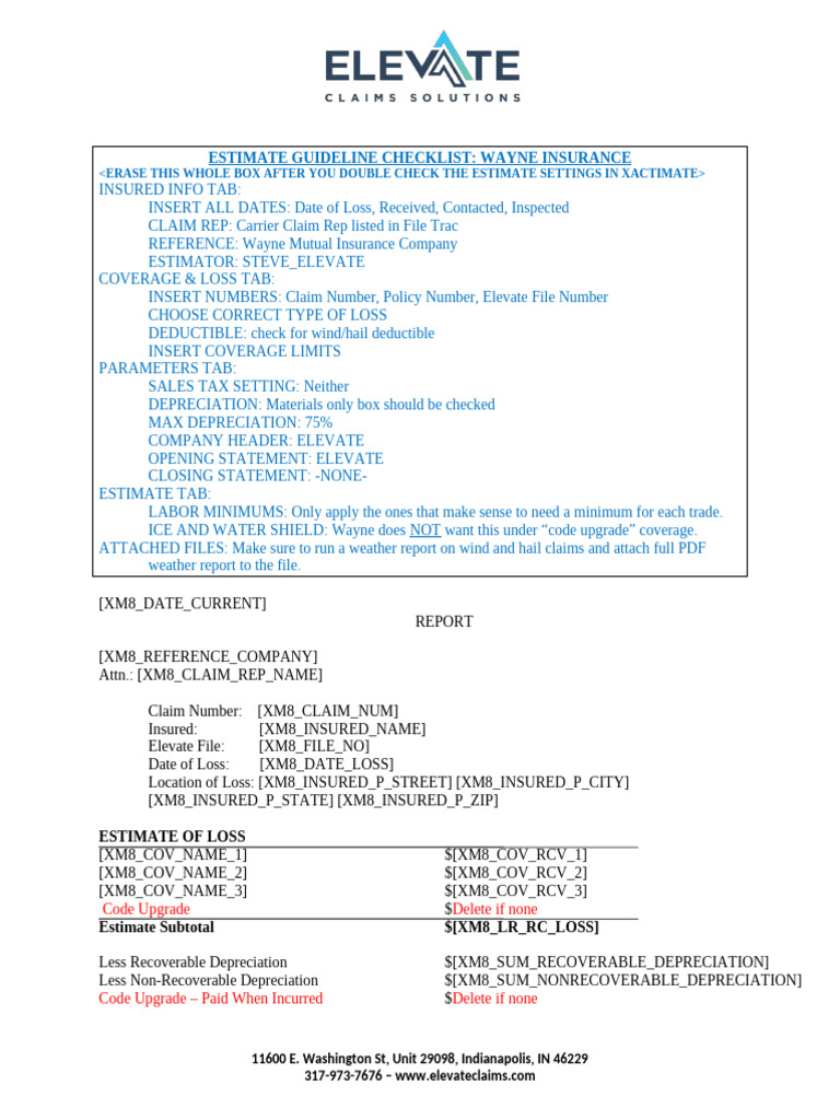Elevate Wayne Template Report XM8 | PDF | Roof | Insurance