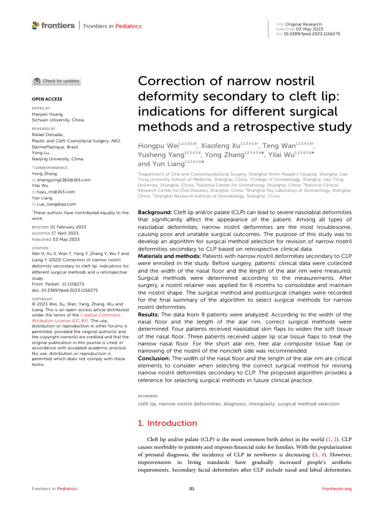 Narrow Nostril Surgery for Cleft Lip | PDF | Facial Features | Surgical ...