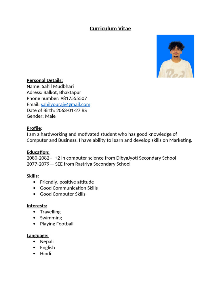 Sahil CV | PDF