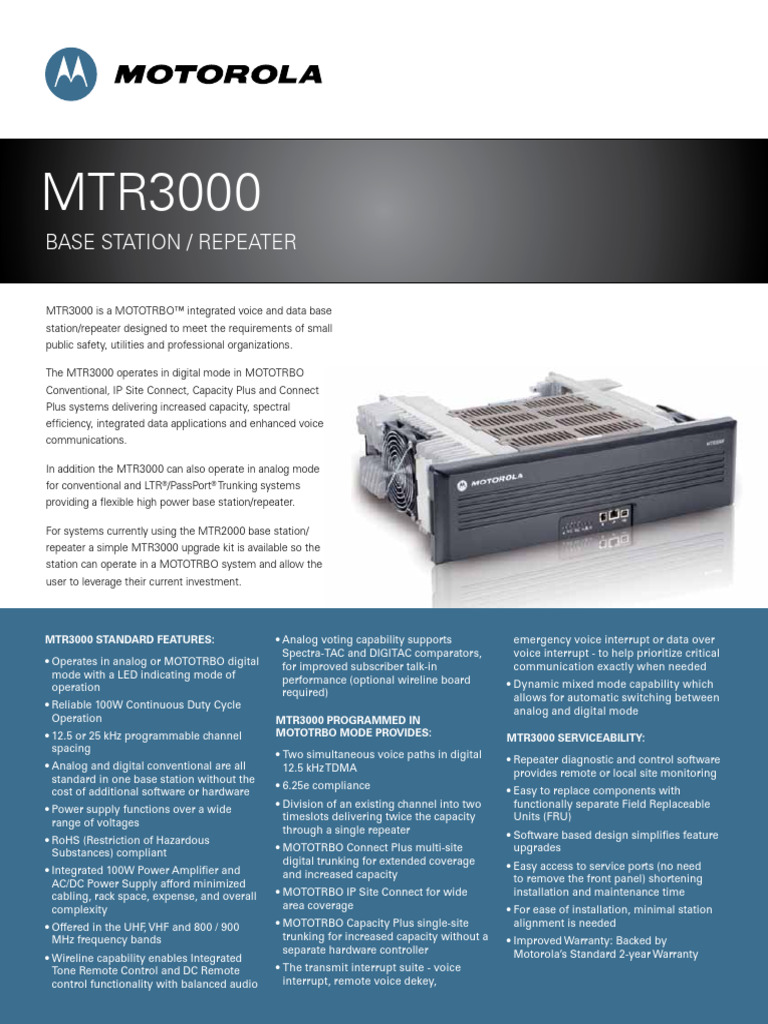 R3!2!2010a Mtr3000 Spec SHT Final | PDF | Frequency Modulation | Decibel