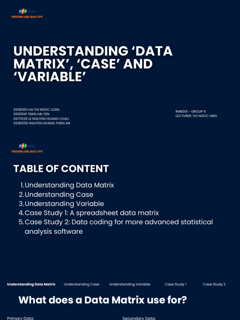 Data Matrix and Variable Analysis Guide | PDF | Categorical Variable ...