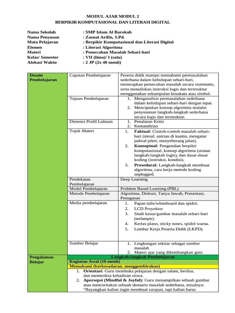 Modul Ajar Koding | PDF