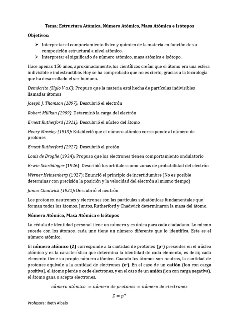 Estructura Atómica y Isótopos Explicados | PDF | Átomos | Núcleo atómico
