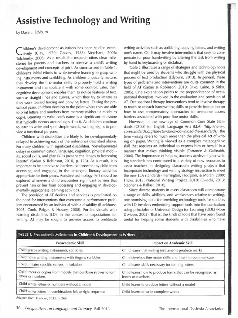 Assistive Technology and Writing PG 36 Thru 40 | PDF