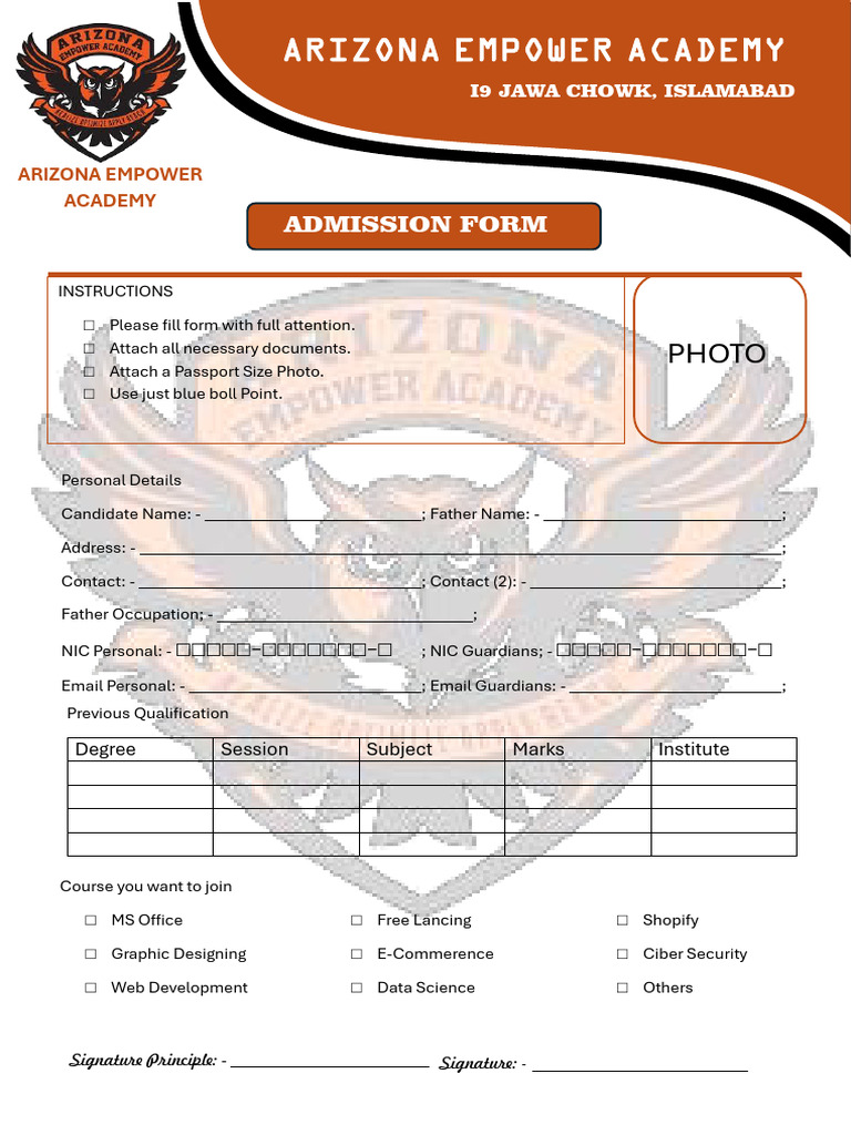 Addmission Form1 | PDF