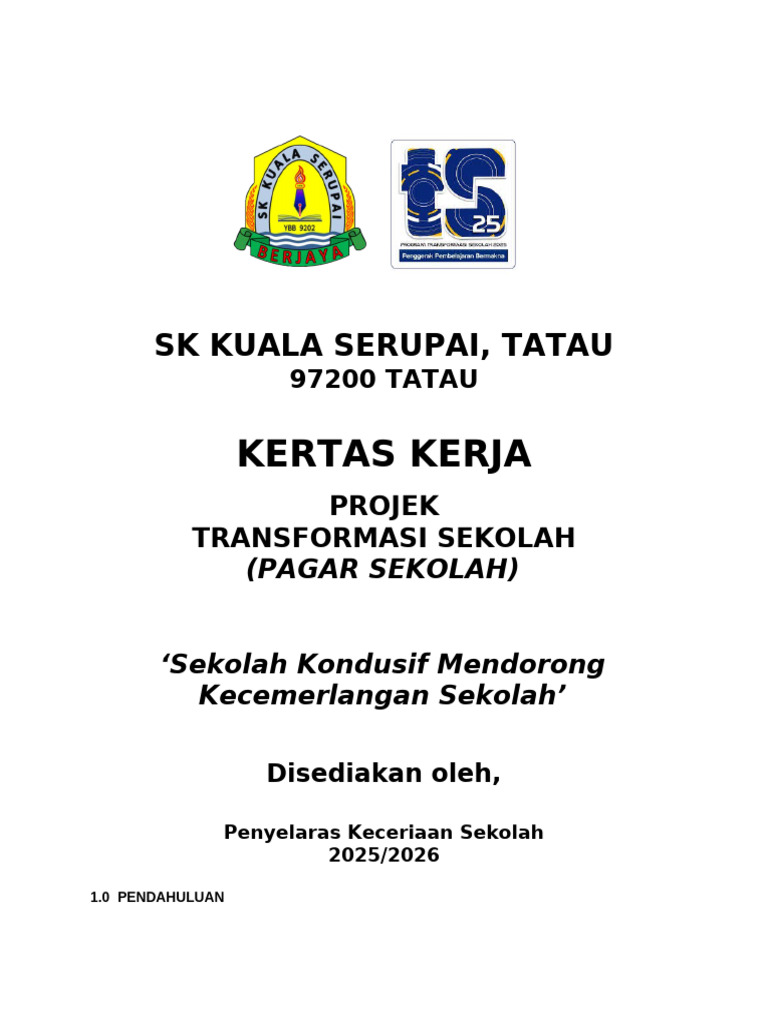 Kertas Kerja Program Transformasi Sekolah Pagar Sekolah | PDF