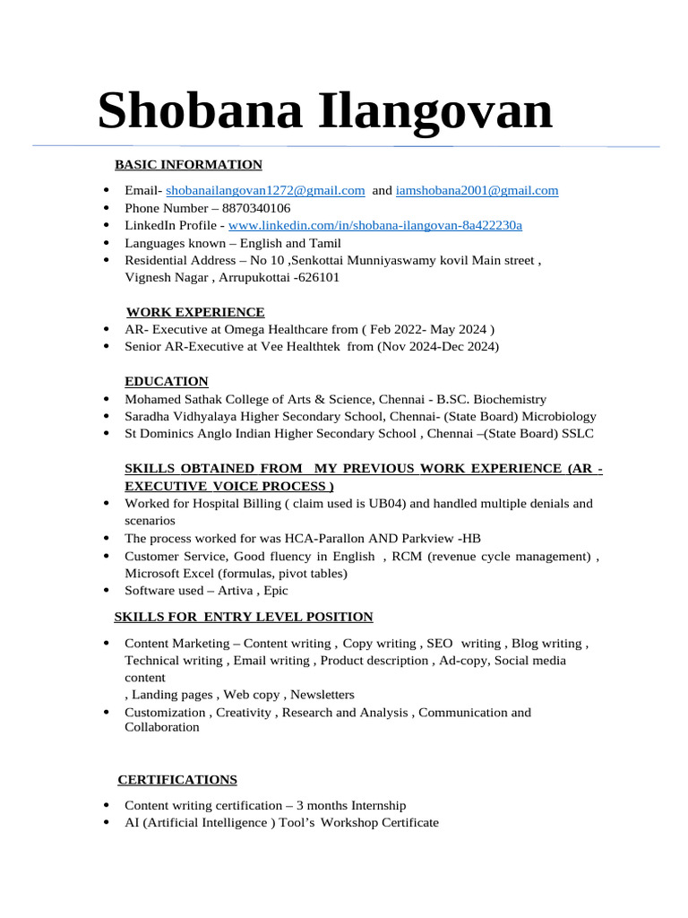 Shobana Updated Resume 2 | PDF