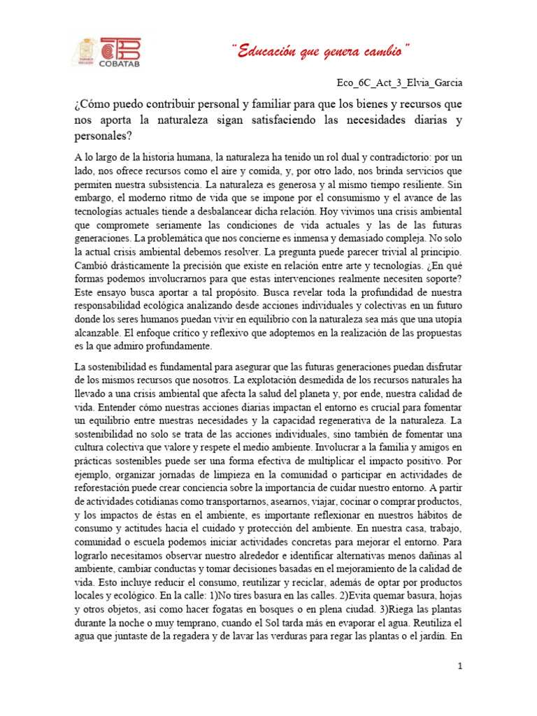 Eco 6C Act8 Elvia Garcia. | PDF | Sustentabilidad | Residuos
