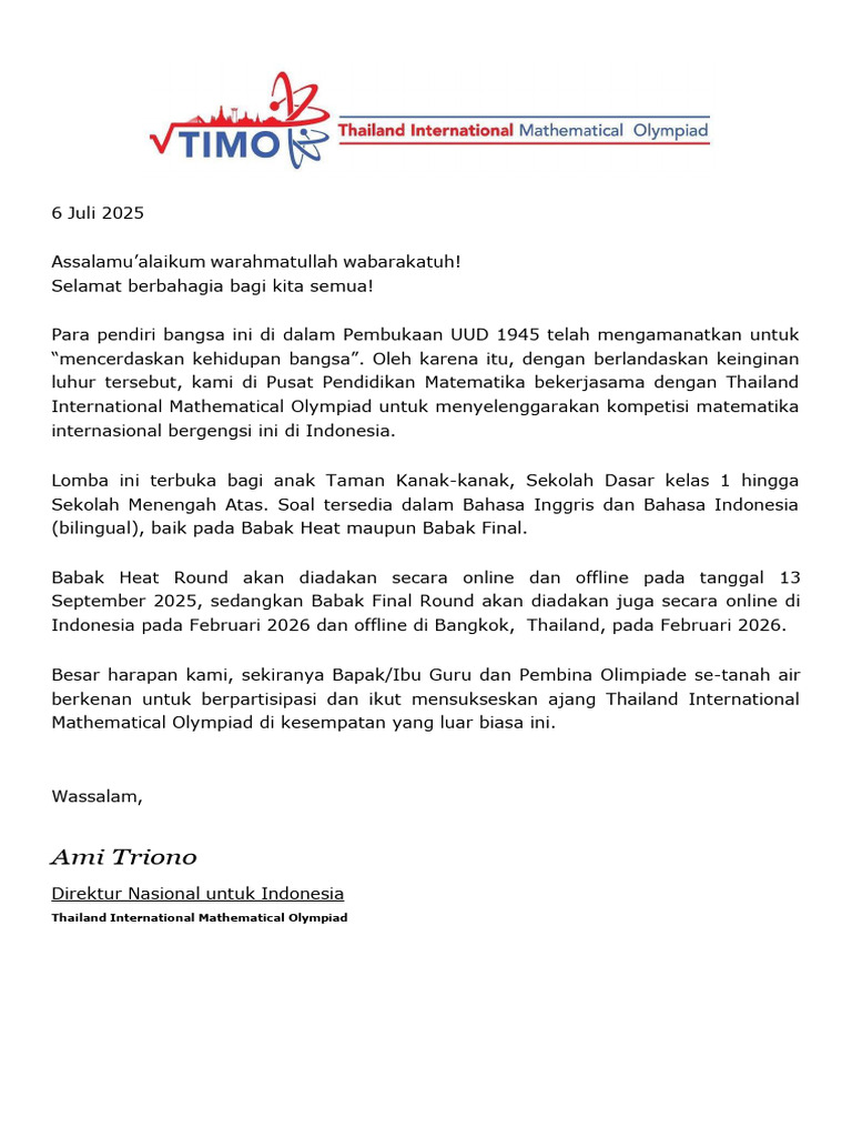 Lomba TIMO 2025-2026 di Indonesia | PDF