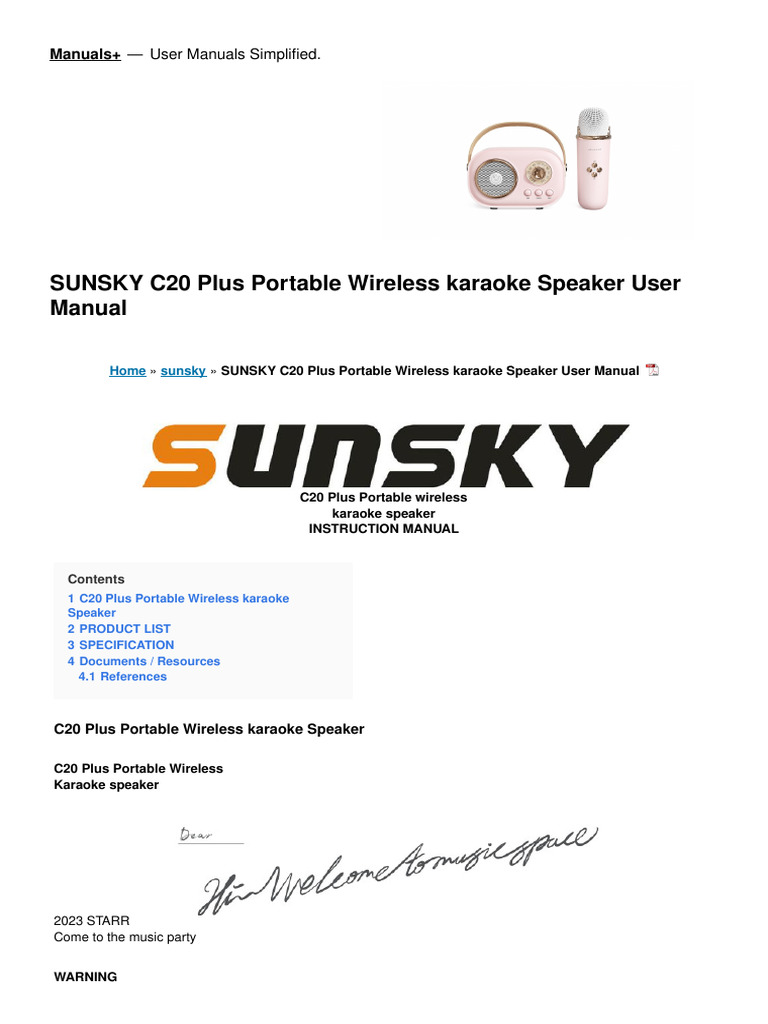C20 Plus Karaoke Speaker User Manual | PDF | Electromagnetic ...