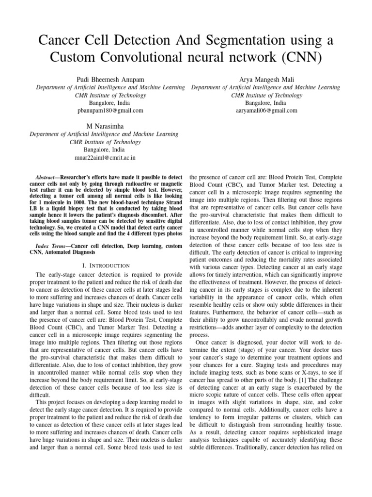 Custom CNN for Early Cancer Detection | PDF | Cancer | Medical Diagnosis