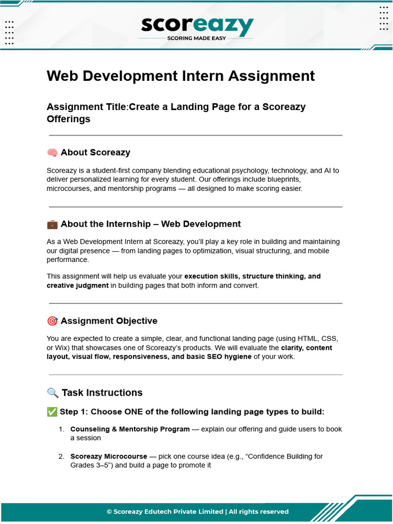Web Developer Assignment | PDF | Web Development | Html