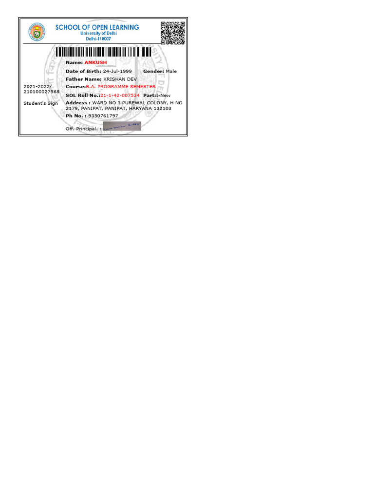 Student I Card | PDF
