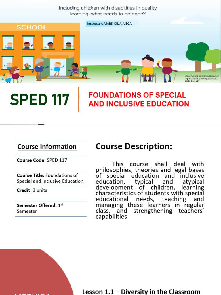 Foundations of Special Education SPED 117 | PDF | Inclusion (Education ...