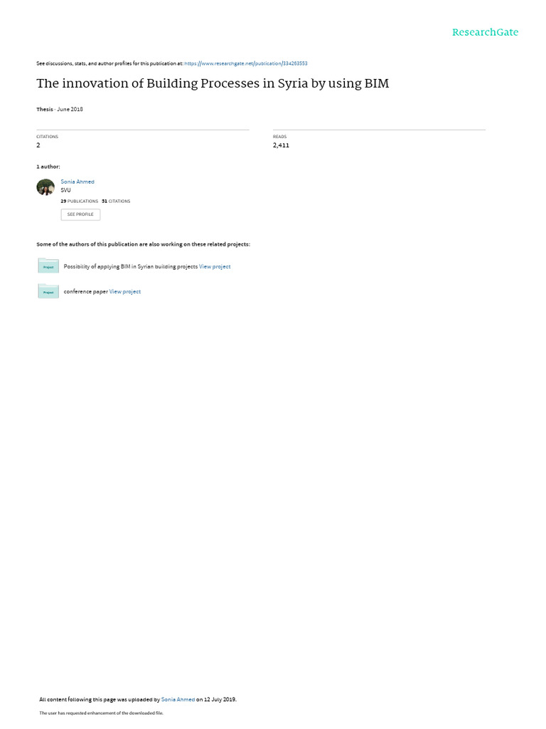 Dissertation The Innovation of Building Processes in Syria by Using BIM | PDF | Building ...