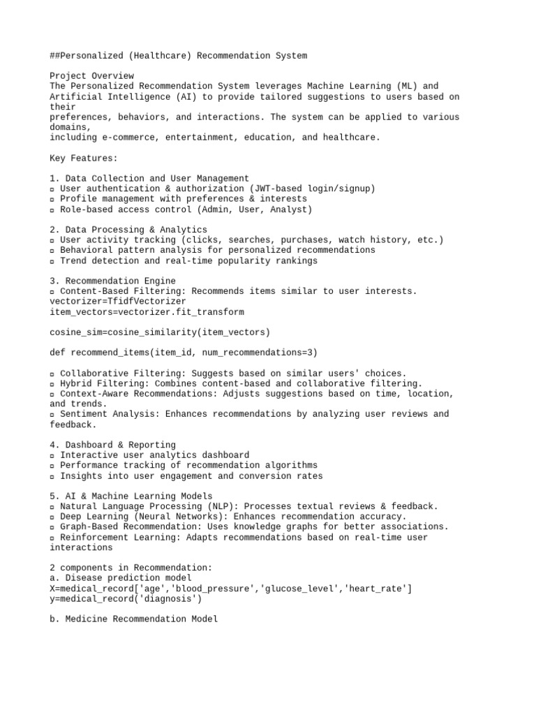 Personalized Reco System | PDF