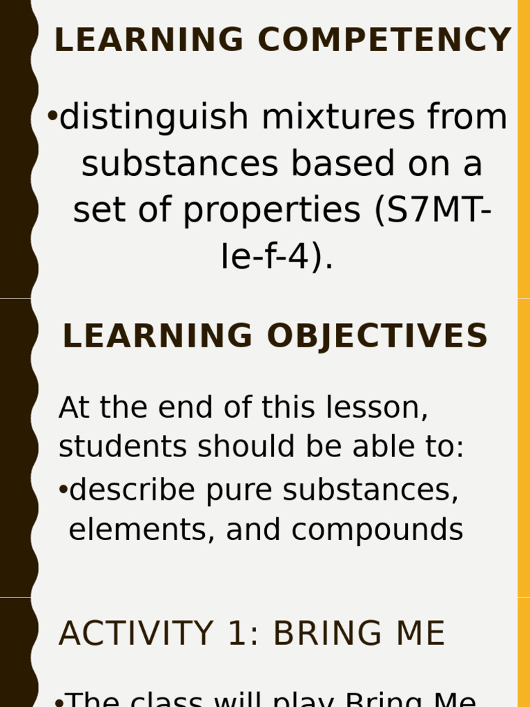 Classifying Pure Substances and Mixtures | PDF | Mixture | Chemical ...