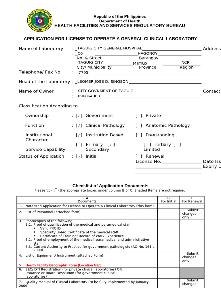 Clinical Laboratory License Application | PDF | Pathology | Medical ...