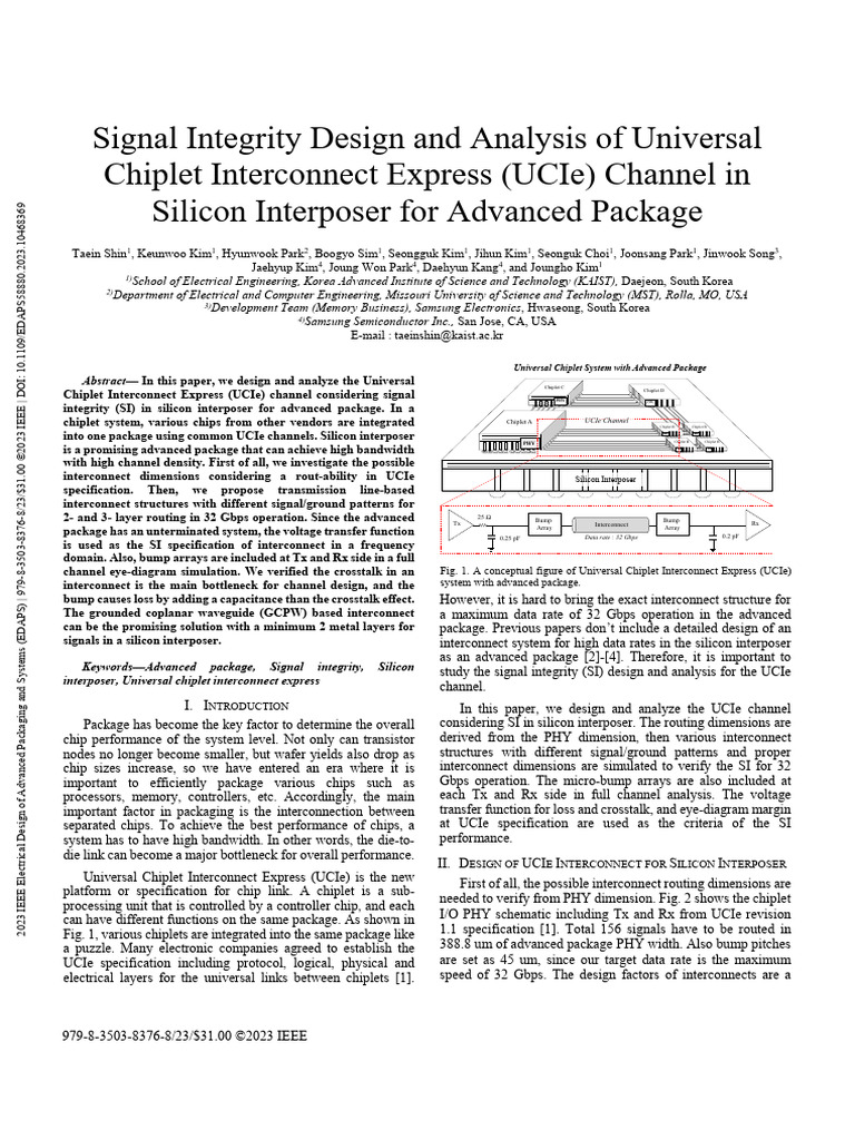 Signal Integrity Design and Analysis of Universal Chiplet Interconnect Express UCIe Channel in ...
