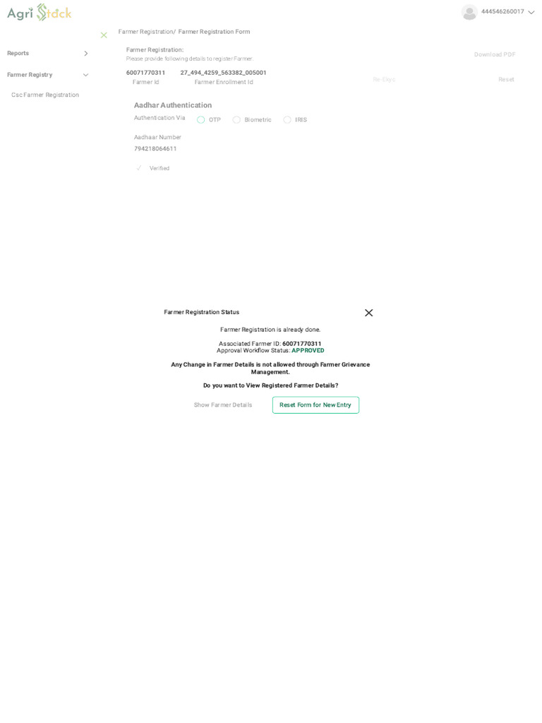 Farmer Registry Jagdish More | PDF