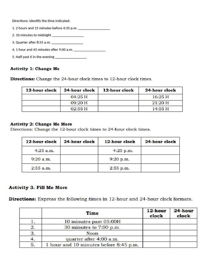Time Conversion Worksheet for Kids | PDF