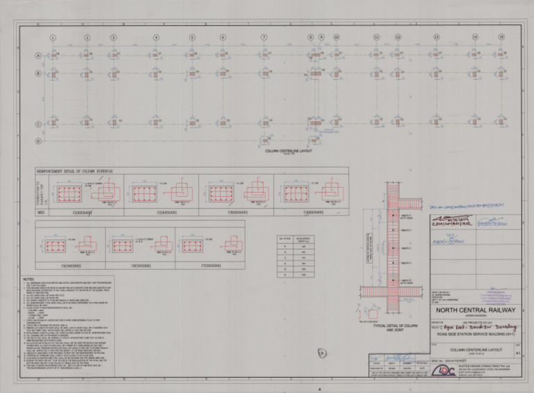 Road Side Station Building DRG (Column Centre Line Plan) | PDF