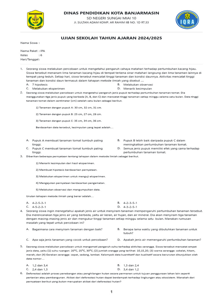 Soal Osn Ipa 2025 | PDF