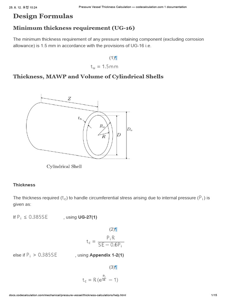 Pressure Vessel Thickness Calculations | PDF | Sphere | Mechanical ...