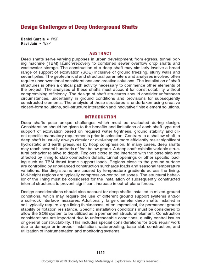 Deep Shaft Design Challenges | PDF | Concrete | Bending